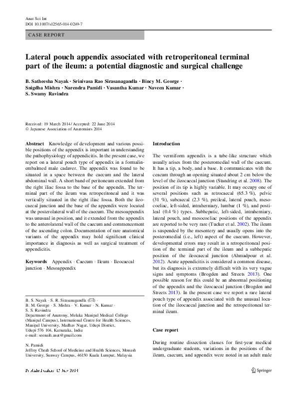 (PDF) Lateral pouch appendix associated with retroperitoneal terminal ...