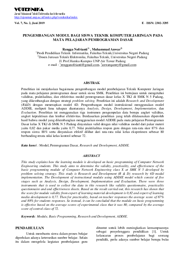 (PDF) Pengembangan Modul Bagi Siswa Teknik Komputer Jaringan Pada Mata ...