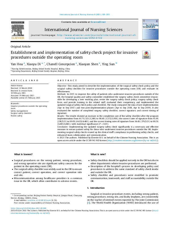 (PDF) Establishment and implementation of safety check project for ...