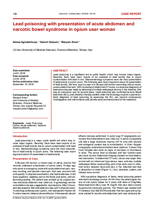 (PDF) Lead poisoning with presentation of acute abdomen and narcotic ...