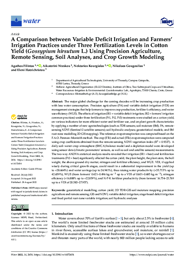 (PDF) A Comparison between Variable Deficit Irrigation and Farmers ...