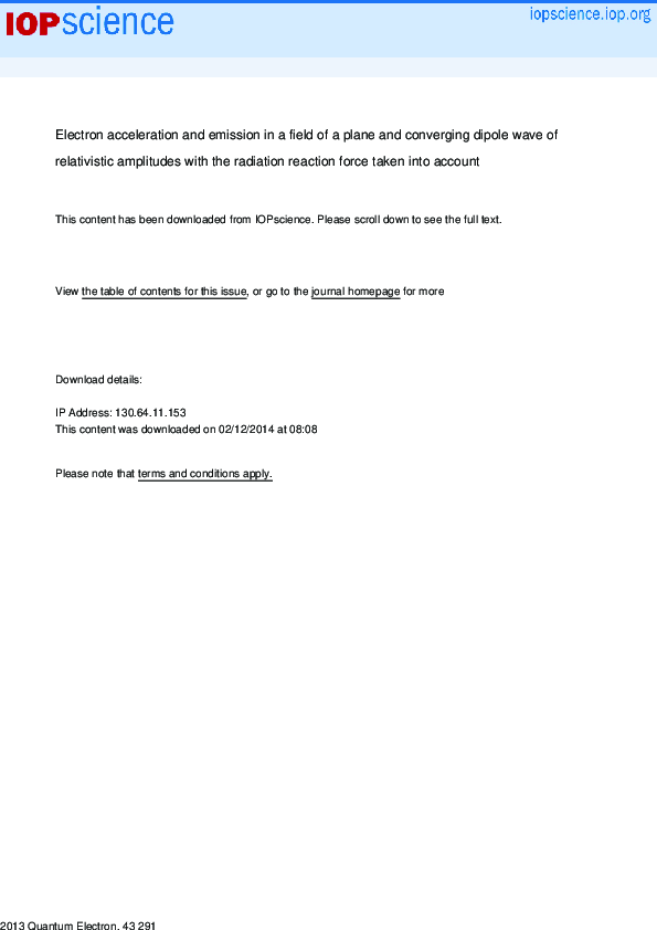 (PDF) Electron acceleration and emission in a field of a plane and ...