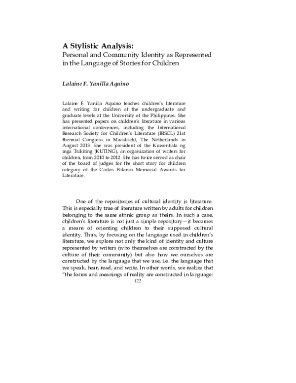 (PDF) A Stylistic Analysis: Personal and Community Identity as ...