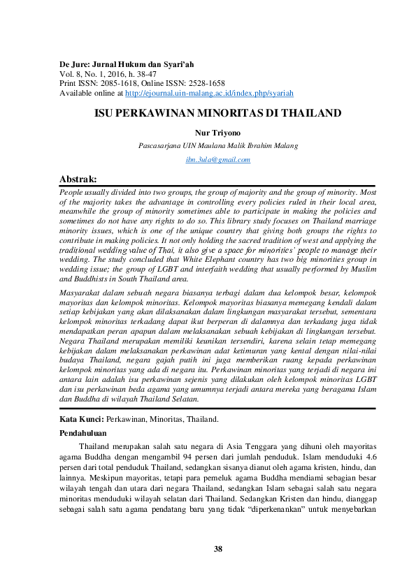 (PDF) Isu Perkawinan Minoritas di Thailand