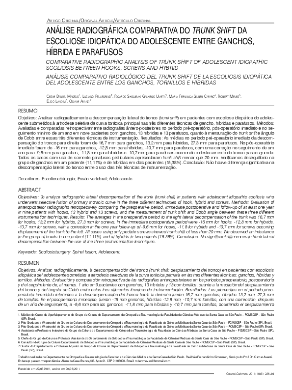 (PDF) Análise radiográfica comparativa do trunk shift da escoliose ...