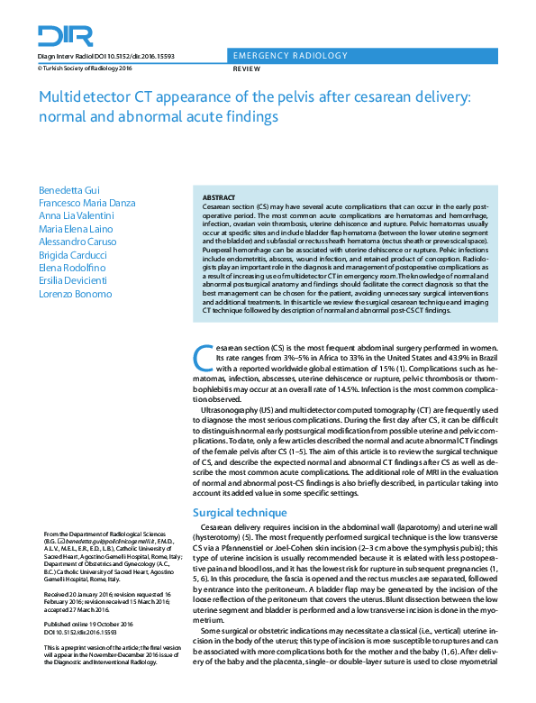 (PDF) Multidetector CT appearance of the pelvis after cesarean delivery ...