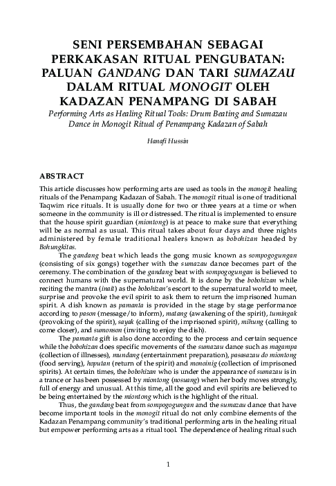 (PDF) Performing Arts as Healing Ritual Tools: Drum Beating and Sumazau ...