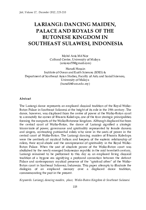 (PDF) Lariangi: Dancing Maiden, Palace and Royals of the Butonese ...