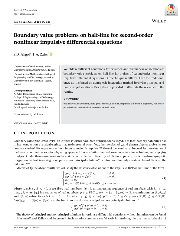(PDF) Boundary value problems on half-line for second-order nonlinear impulsive differential ...