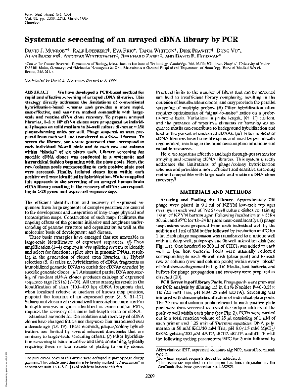 (PDF) Systematic screening of an arrayed cDNA library by PCR