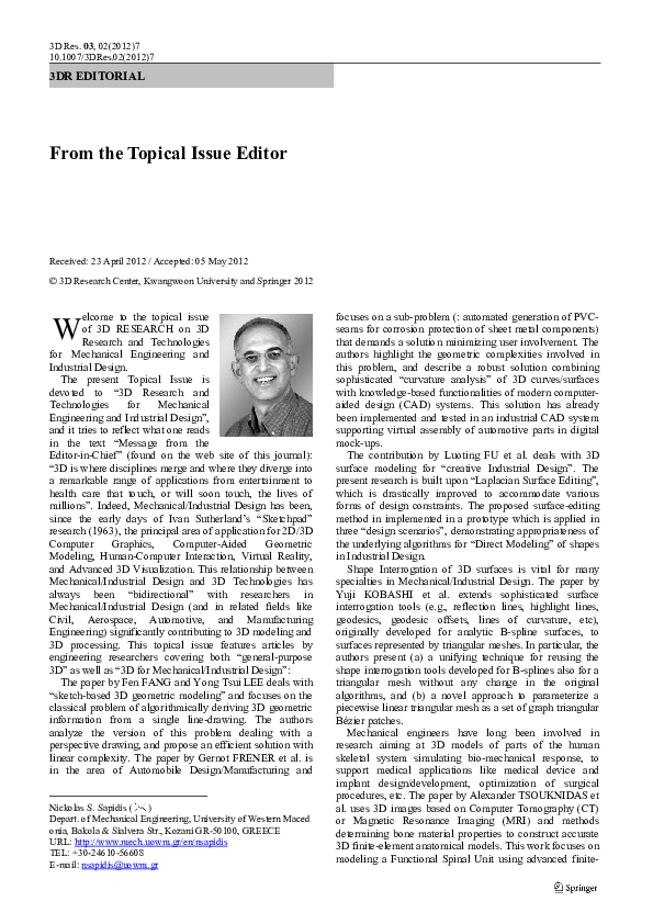 (PDF) From the topical issue editor