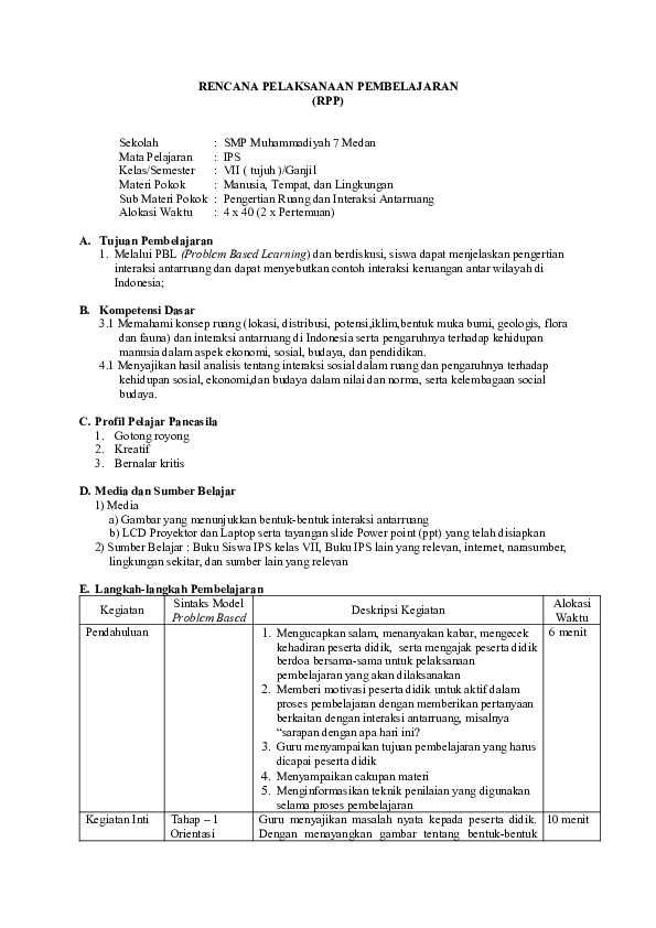 (DOC) RPP IPS KELAS VII SMP KURIKULUM MERDEKA LENGKAP