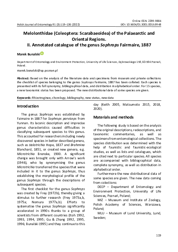 (PDF) Melolonthidae (Coleoptera: Scarabaeoidea) of the Palaearctic and ...