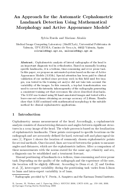 (PDF) An Approach for the Automatic Cephalometric Landmark Detection Using Mathematical ...