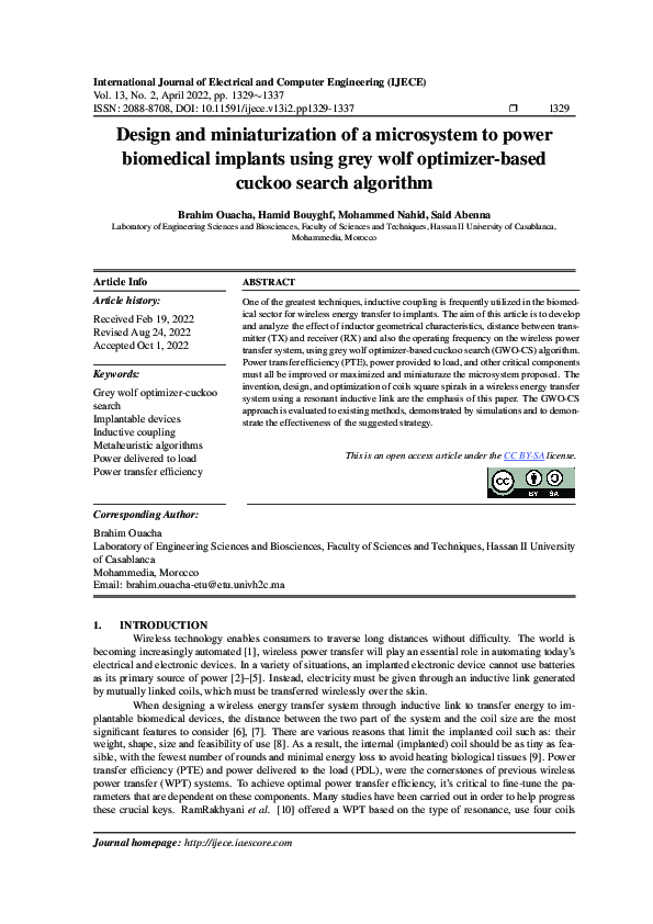 (PDF) Design and miniaturization of a microsystem to power biomedical implants using grey wolf ...