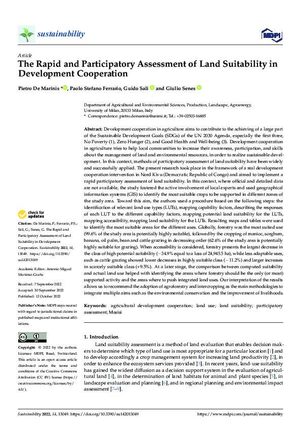 (PDF) The Rapid and Participatory Assessment of Land Suitability in ...