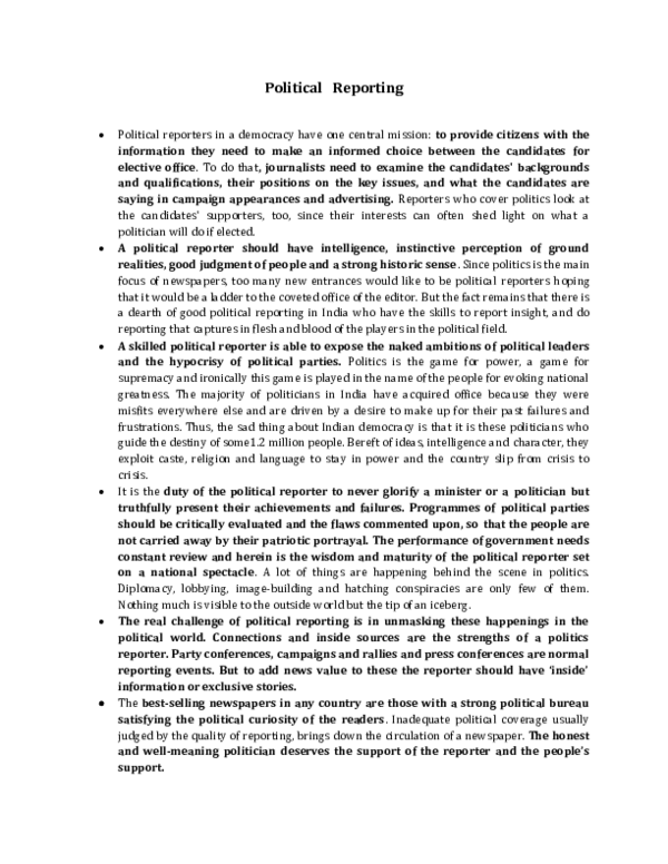 (DOC) Political reporting I