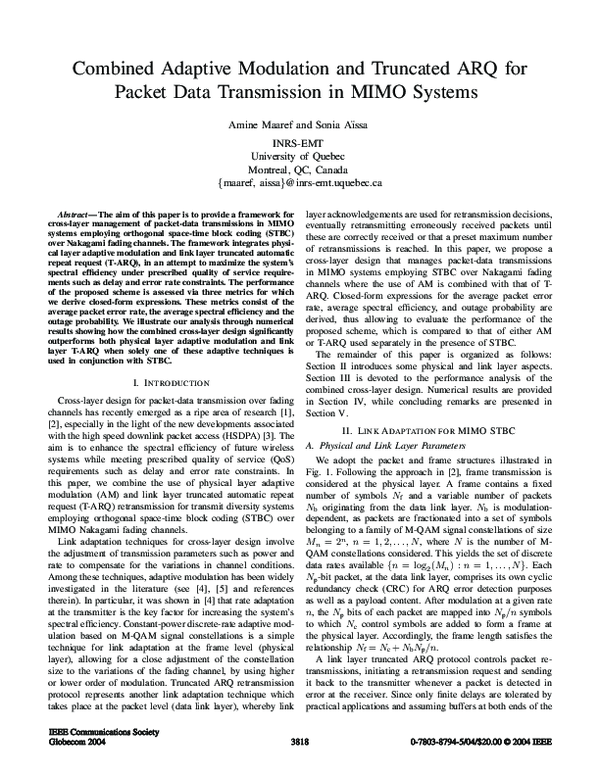 Combined Adaptive Modulation And Truncated Arq For Packet Data