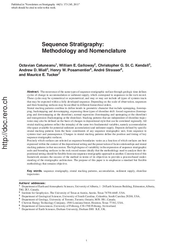 (PDF) Sequence Stratigraphy: Methodology and Nomenclature | Strasser ...