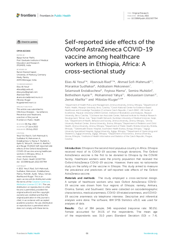 (PDF) Self-reported side effects of the Oxford AstraZeneca COVID-19 ...