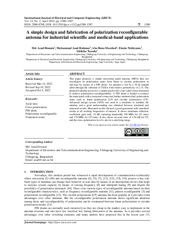Pdf A Simple Design And Fabrication Of Polarization Reconfigurable