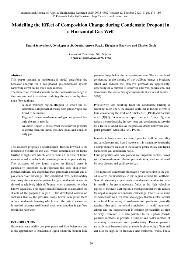(PDF) Modelling the Effect of Composition Change During Condensate Dropout in a Horizontal Gas Well