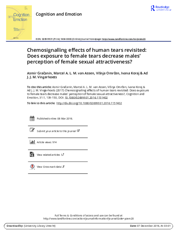 (PDF) Chemosignalling effects of human tears revisited: Does exposure ...