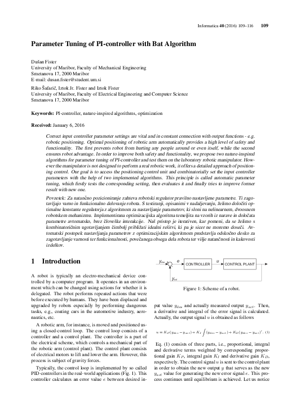(PDF) Parameter tuning of PI-controller with Bat algorithm