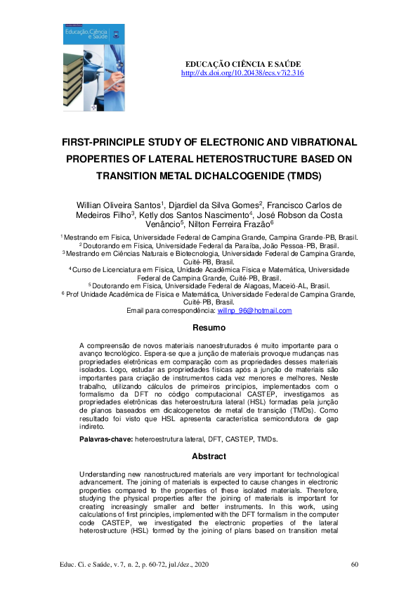 (PDF) First-Principle Study of Electronic and Vibrational Properties of Lateral Heterostructure ...