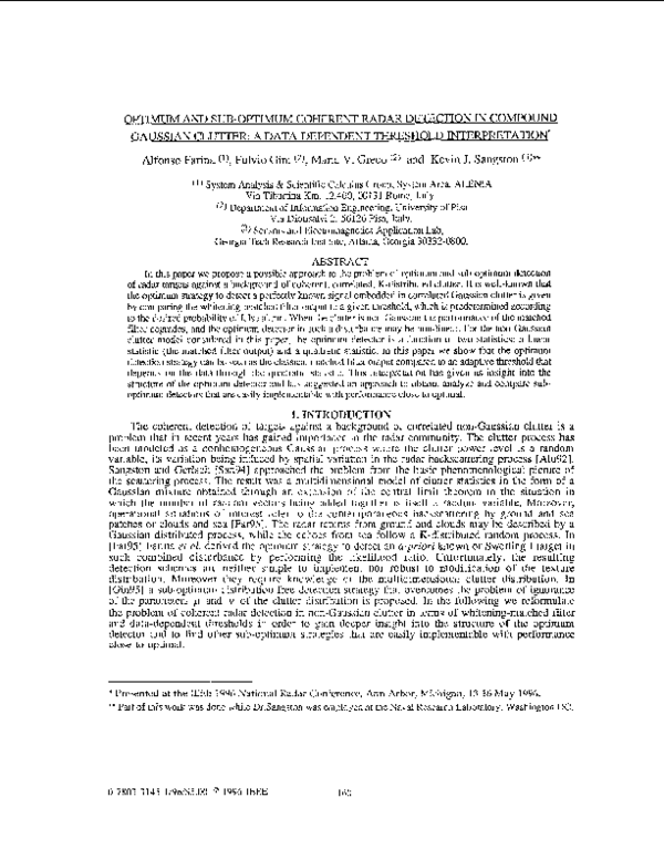 (PDF) Optimum and sub-optimum coherent radar detection in compound ...