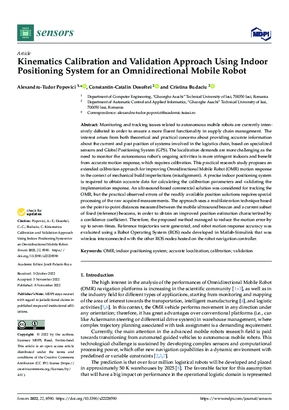 Pdf Kinematics Calibration And Validation Approach Using Indoor Positioning System For An
