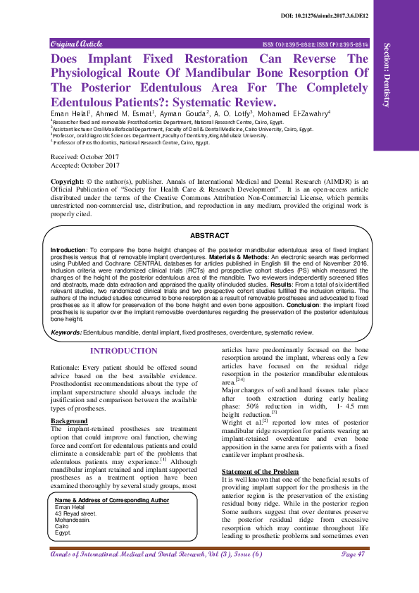(PDF) Does Implant Fixed Restoration Can Reverse The Physiological ...