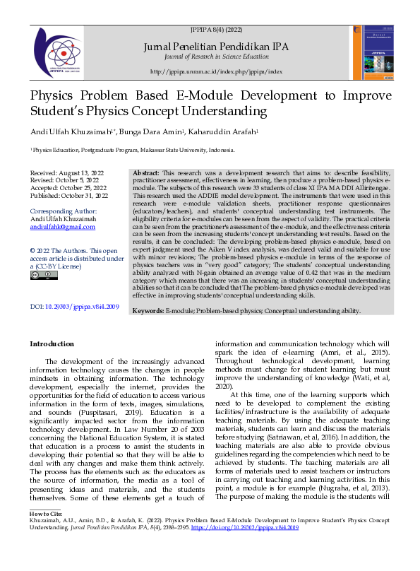 (PDF) Problem-Based E-Module to Enhance Physics Learning