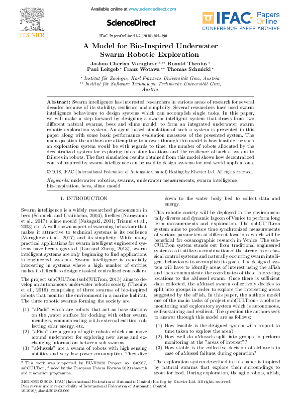 (PDF) A Model for Bio-Inspired Underwater Swarm Robotic Exploration ...
