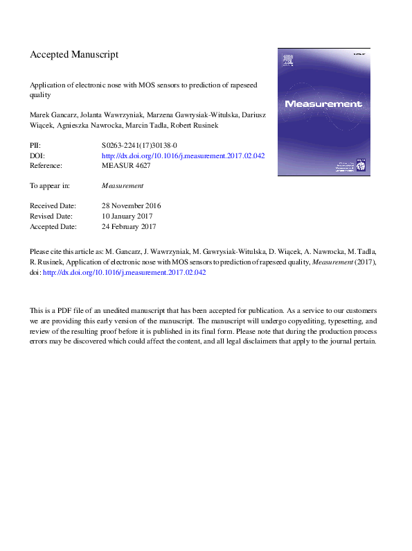(PDF) Application of electronic nose with MOS sensors to prediction of ...