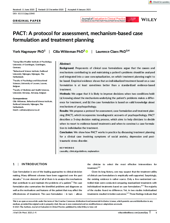 (PDF) PACT : A protocol for assessment, mechanism‐based case ...