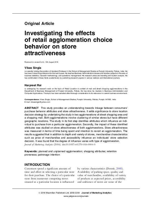 (PDF) Investigating the effects of retail agglomeration choice behavior ...
