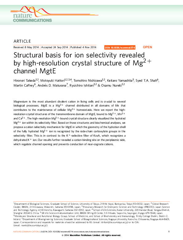 (PDF) Structural basis for ion selectivity revealed by high-resolution ...
