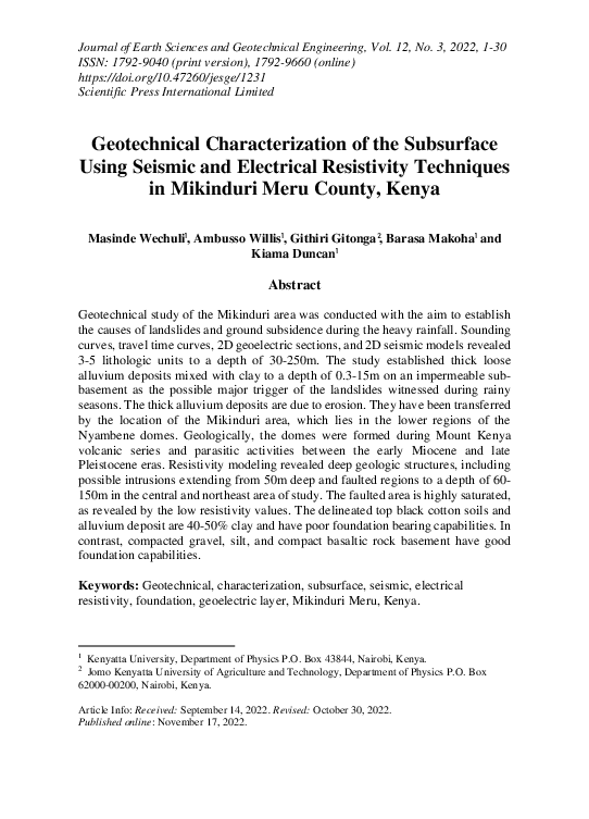 Pdf Geotechnical Characterization Of The Subsurface Using Seismic And Electrical Resistivity