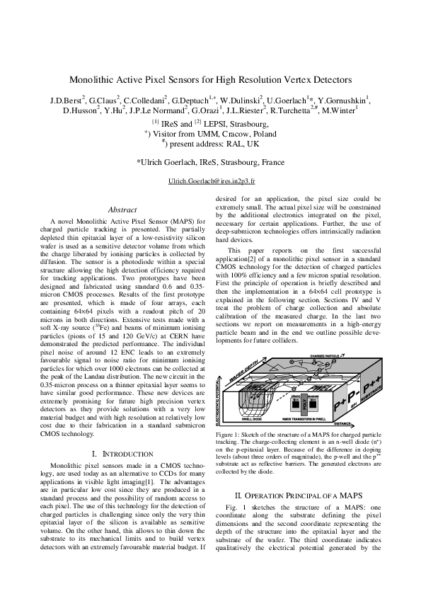 (PDF) Monolithic active pixel sensors for high resolution vertex detectors