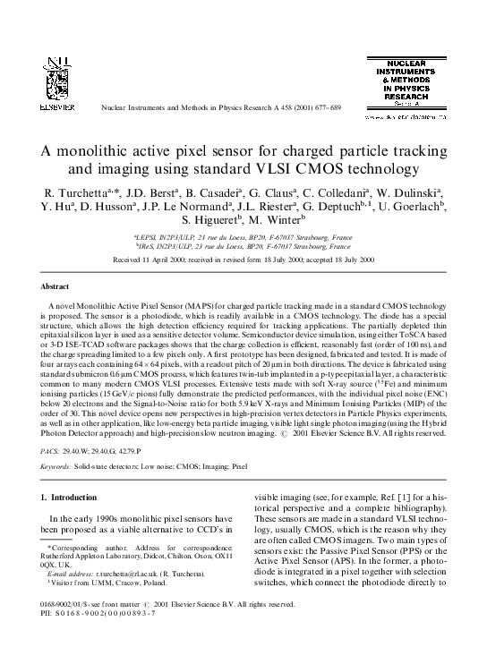 Pdf A Monolithic Active Pixel Sensor For Charged Particle Tracking And Imaging Using Standard 