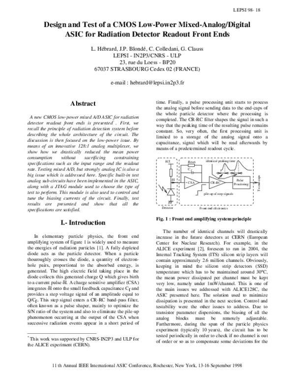 (PDF) Design and test of a CMOS low-power mixed-analog/digital ASIC for ...