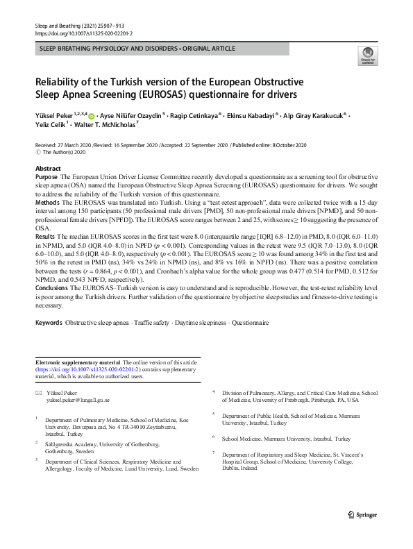 (PDF) Reliability of the Turkish version of the European Obstructive ...