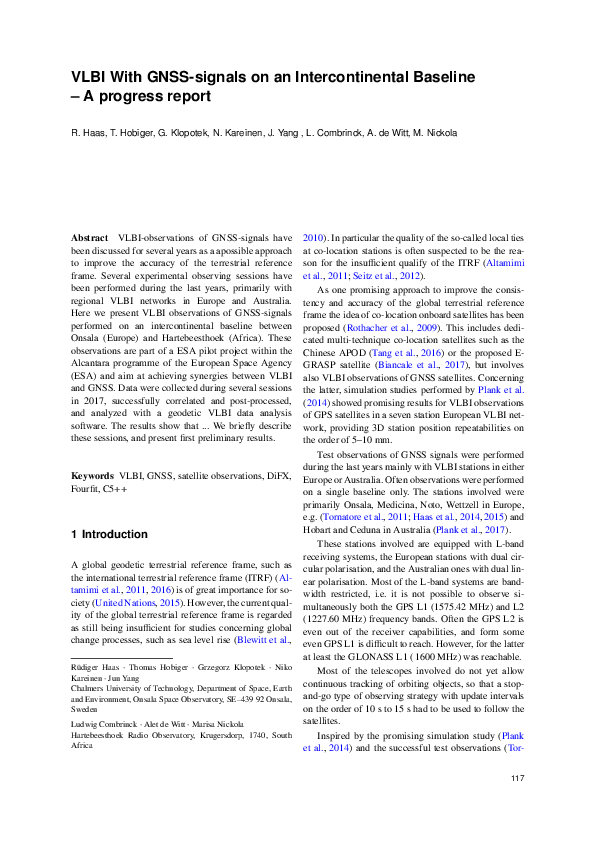 (PDF) VLBI With GNSS-signals on an Intercontinental Baseline – A ...