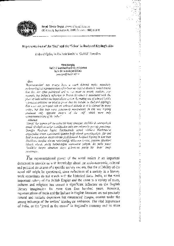 (PDF) Representations of the Self and the Other in Rudyard Kipling's Kim