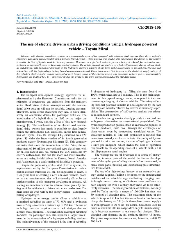 (PDF) The use of electric drive in urban driving conditions using a ...