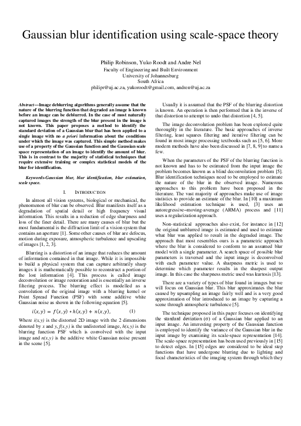 (PDF) Gaussian blur identification using scale-space theory