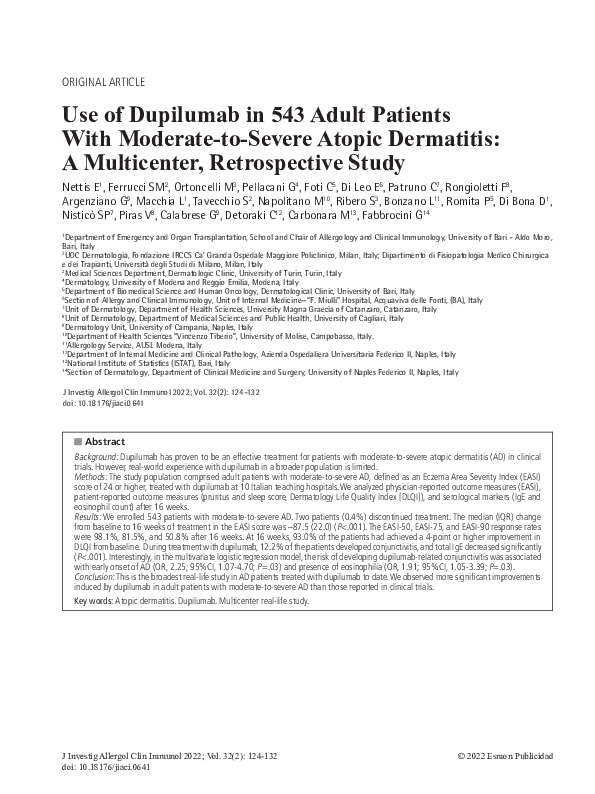 (PDF) Use of Dupilumab in 543 Adult Patients With Moderate-to-Severe ...