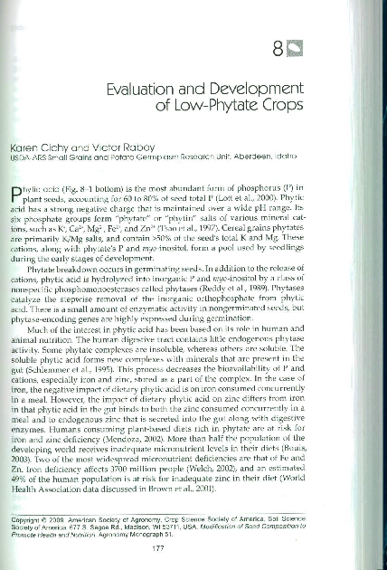 (PDF) Evaluation and Development of Low-Phytate Crops