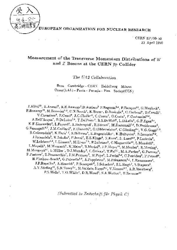 (PDF) Measurement of the transverse momentum distributions ofW andZ ...